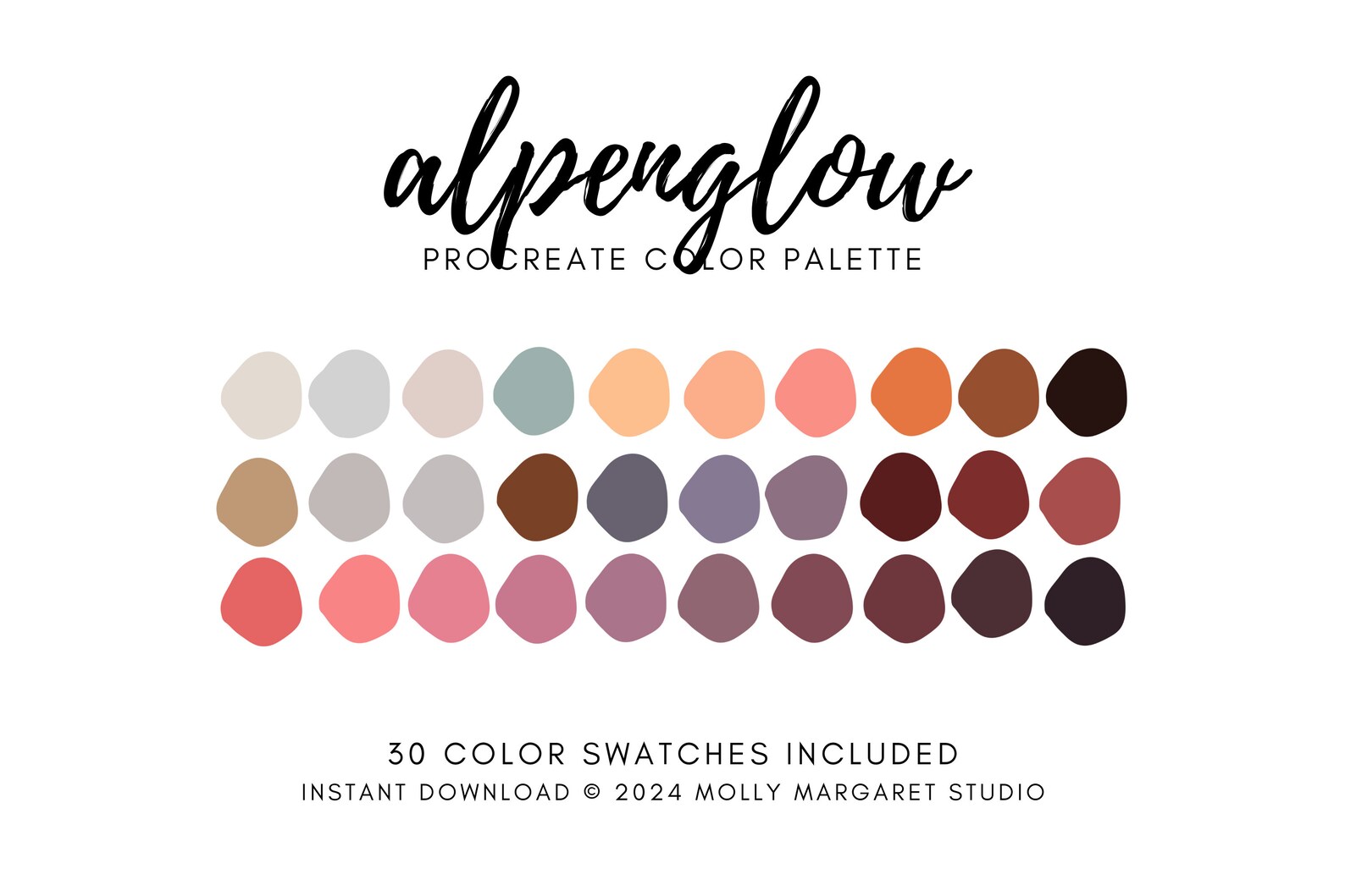 Alpenglow Colors Procreate iPad Swatches and Palette, Natural Color ...