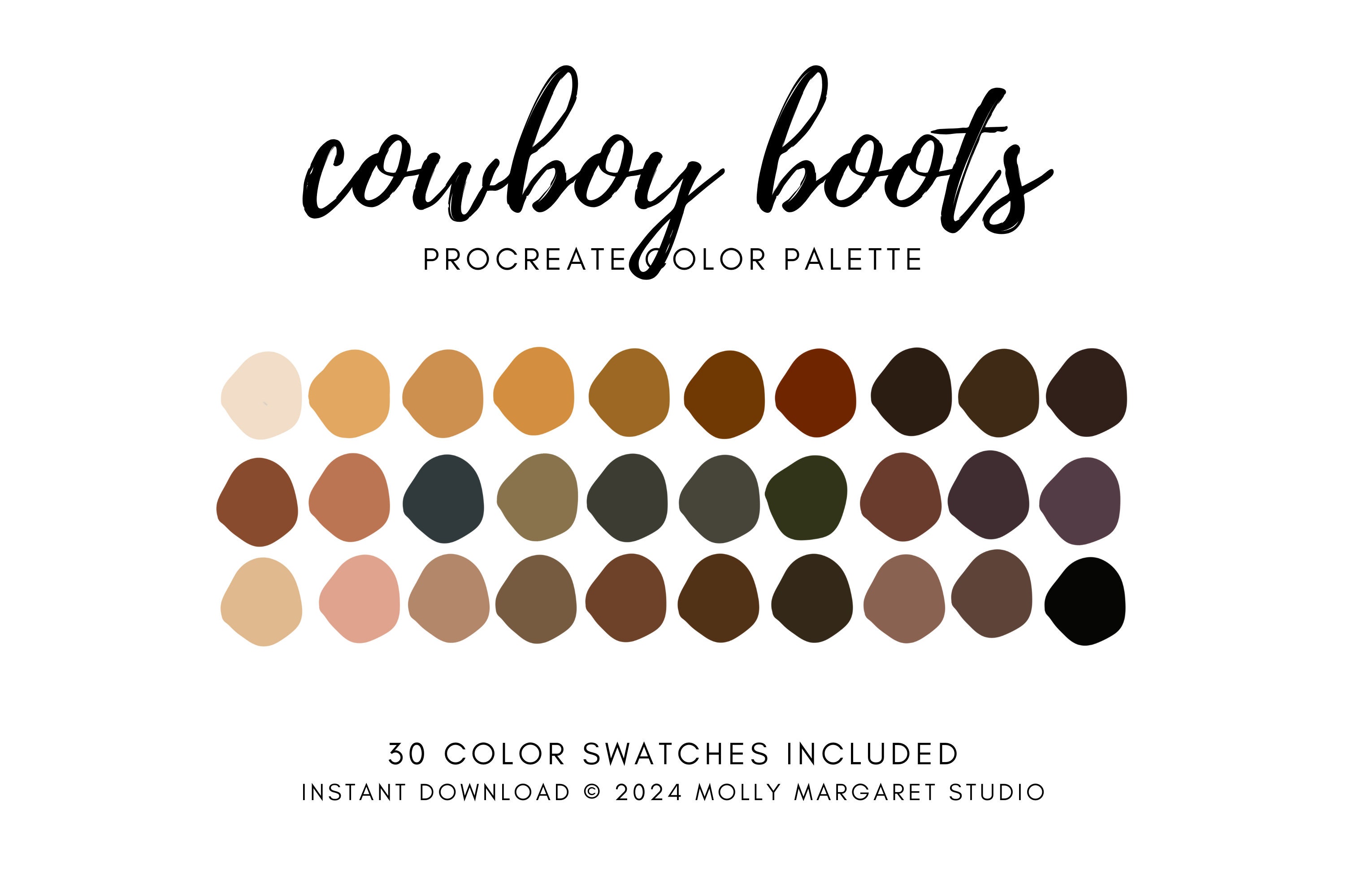 Cowboy Boots Colors Procreate iPad Swatches and Palette, Natural Color ...
