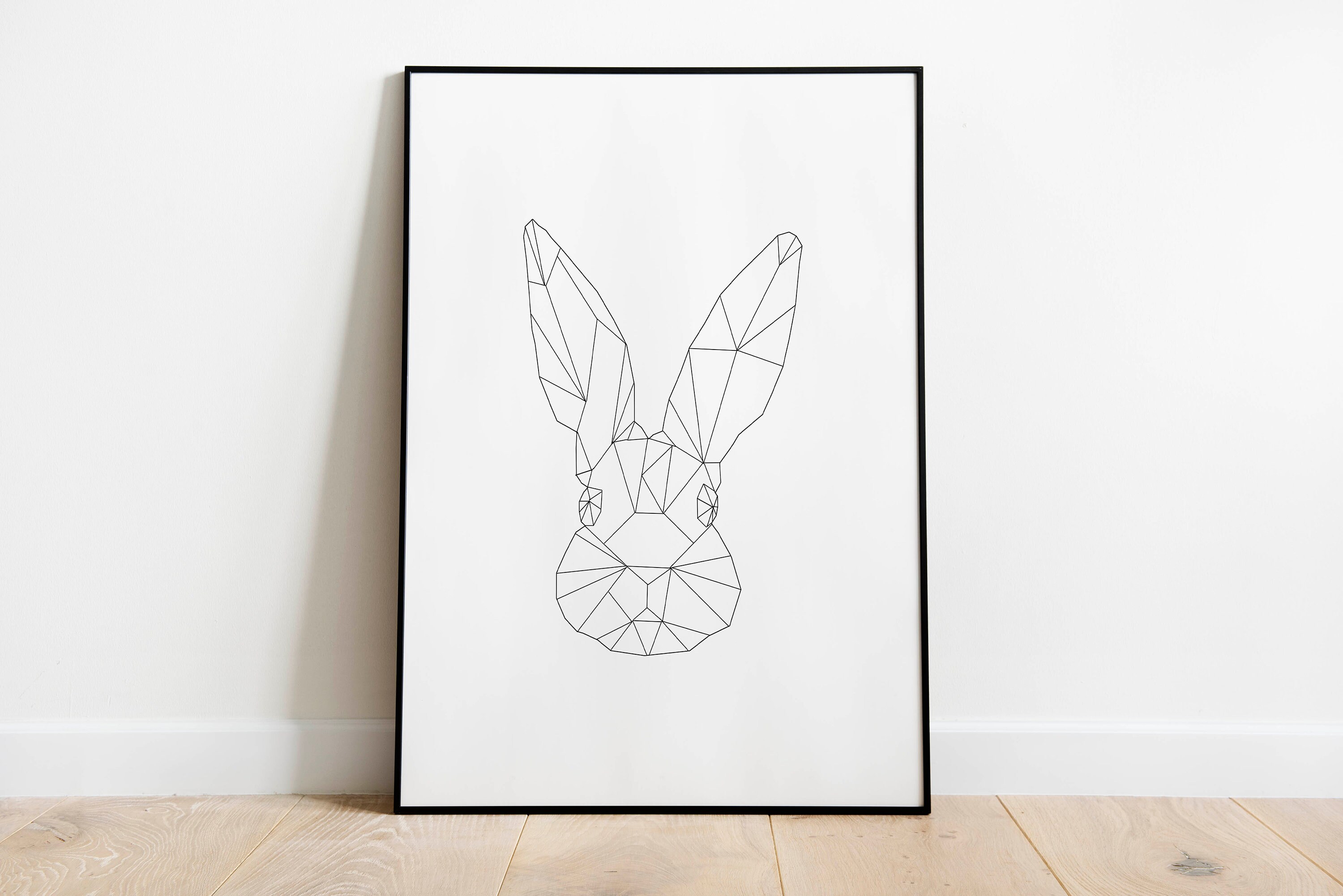 Geometric Bunny Print, Nursery Rabbit Print, Easter Wall Art, Minimal ...
