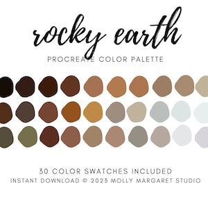 Rocky Earth Tones Procreate iPad Swatches, Natural Color Palette, Plant ...