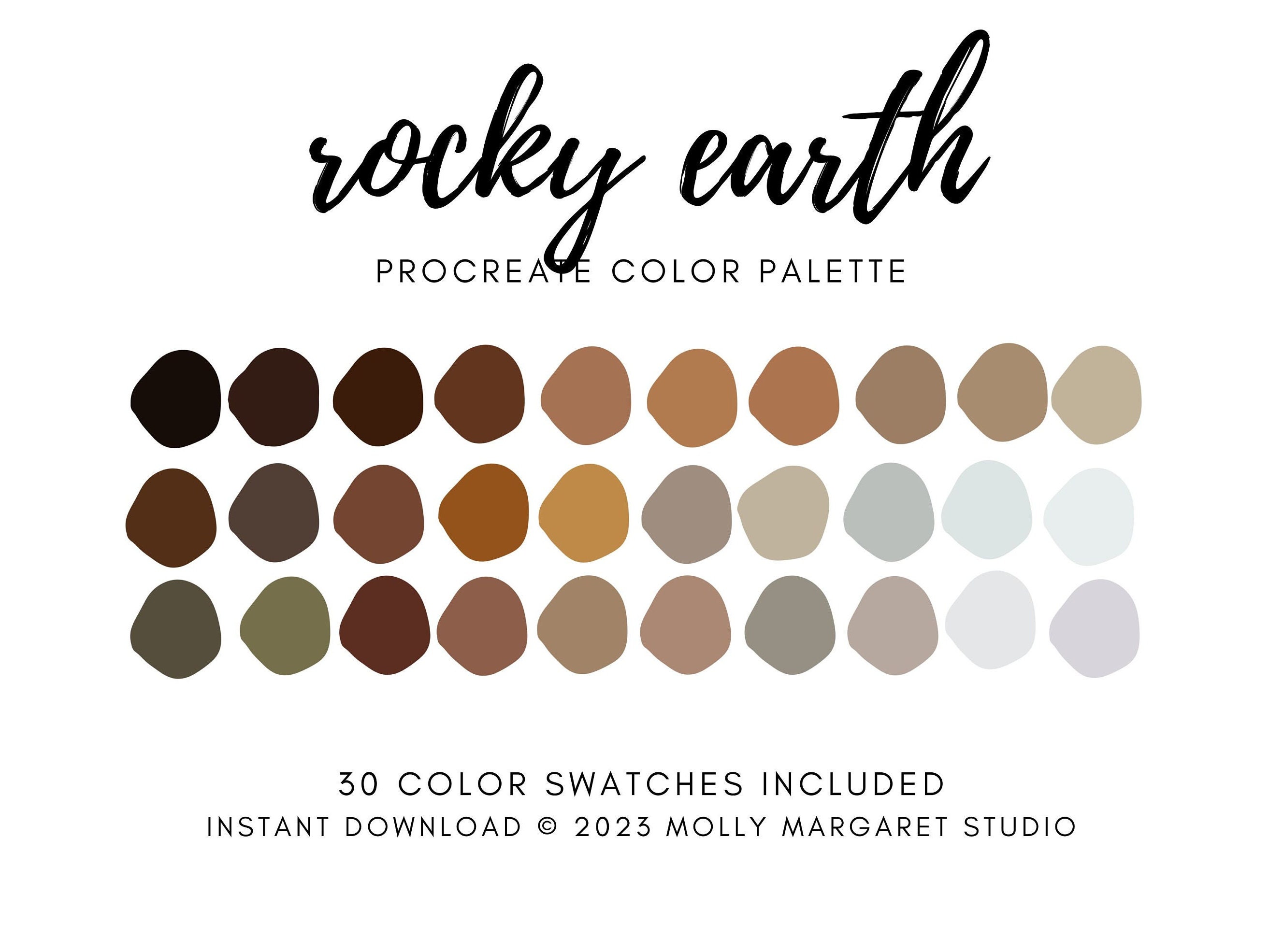 Rocky Earth Tones Procreate iPad Swatches, Natural Color Palette, Plant ...