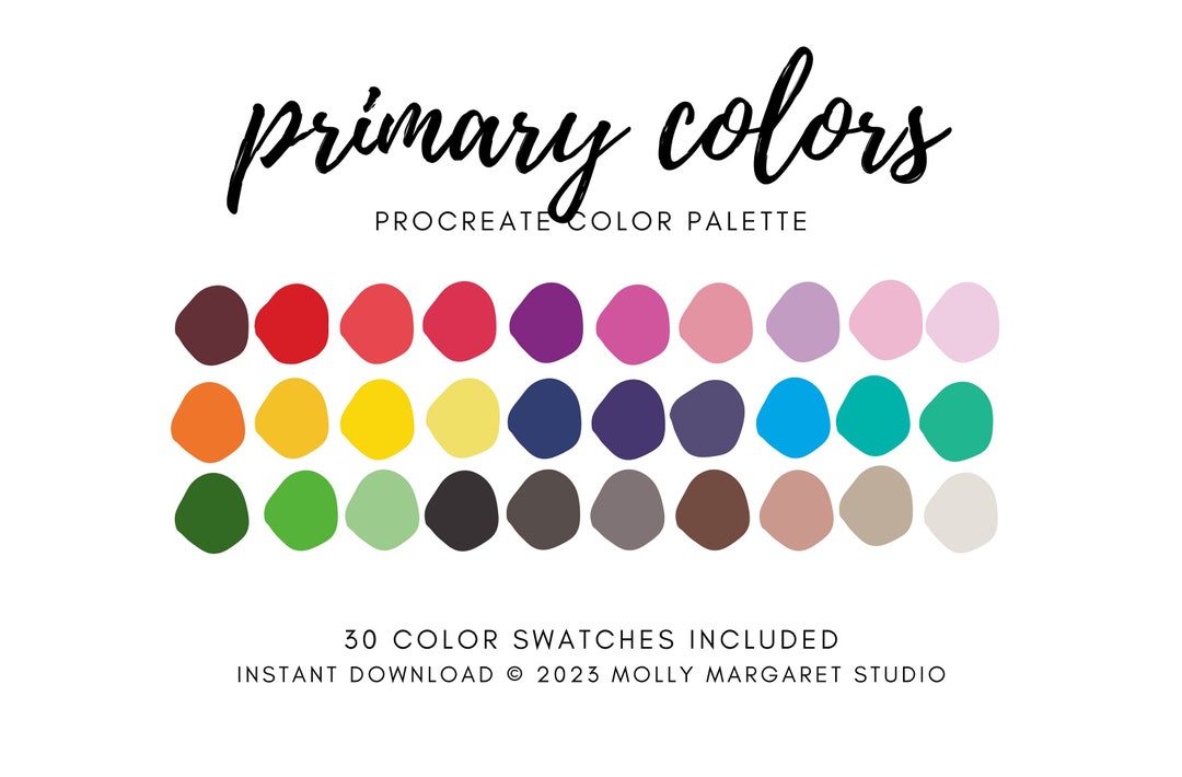 Primary Colors Procreate iPad Swatches and Palette, Natural Color ...