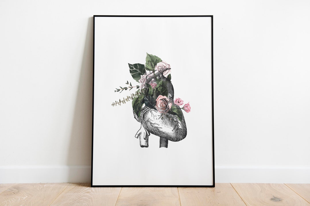 Vintage Anatomical Heart Print, Vintage Anatomy Illustration, Medical ...