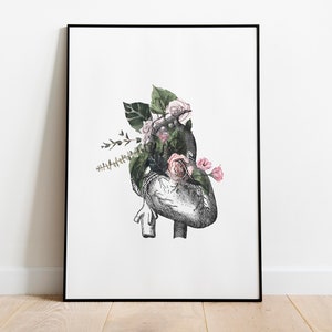 Vintage Anatomical Heart Print, Vintage Anatomy Illustration, Medical ...