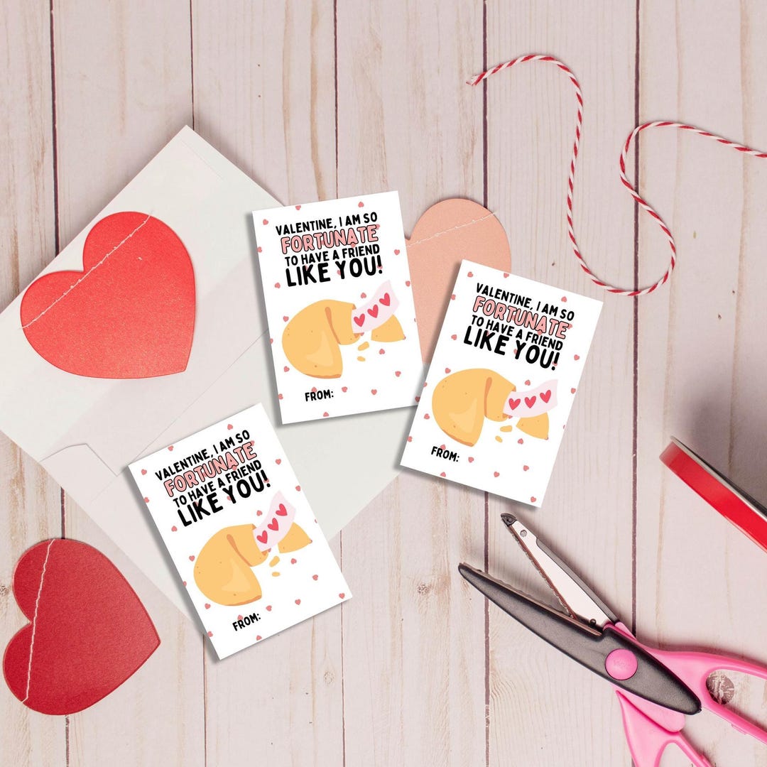 Fortune Cookie Printable Valentine, Class Valentines, Kids Valentine ...