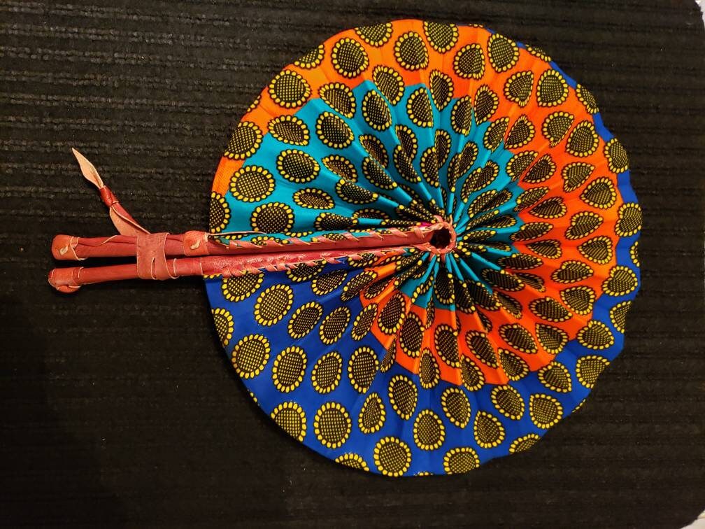 African Fans With Leather Handle - Etsy