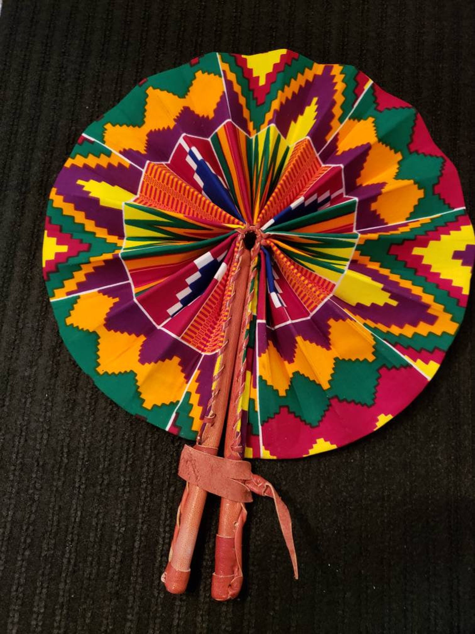 African Fans With Leather Handle - Etsy