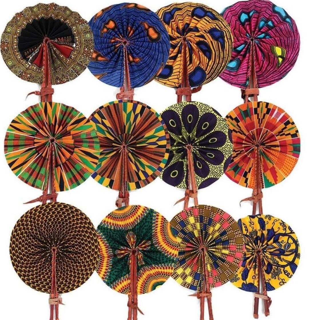 African Fans With Leather Handle - Etsy
