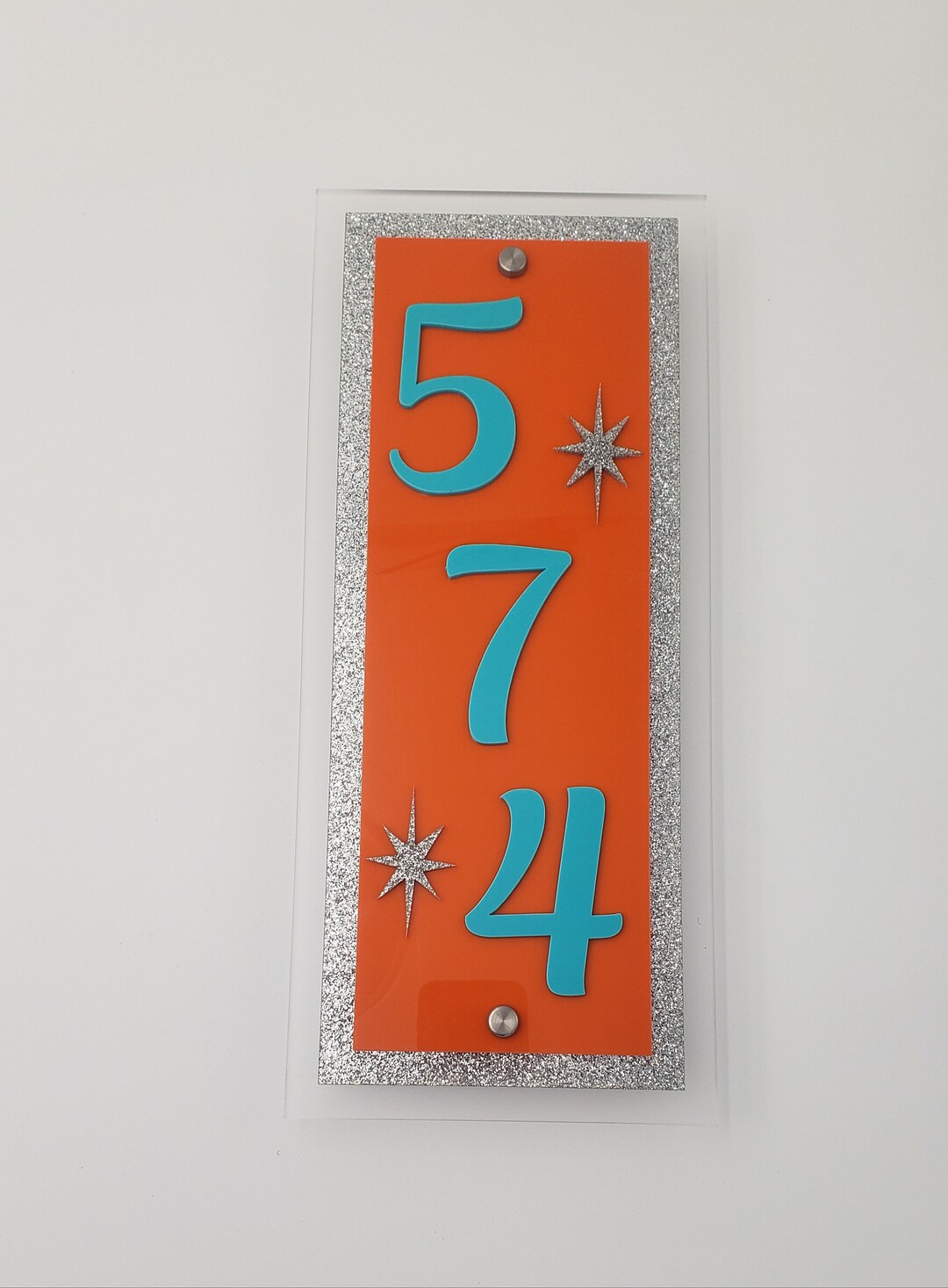 Layered, 3D, Mid Century Modern Address Sign, Acrylic, Made to Order ...