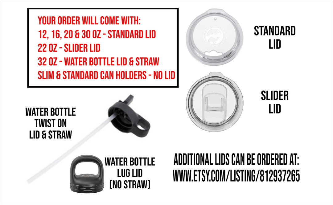 Polar Camel *REPLACEMENT LID* ONLY Standard Lid, Slider Lid, Water ...