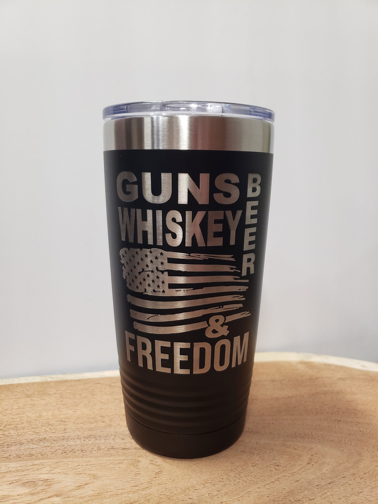 Guns Whiskey Beer & Freedom with Distressed Flage Engraved | Etsy