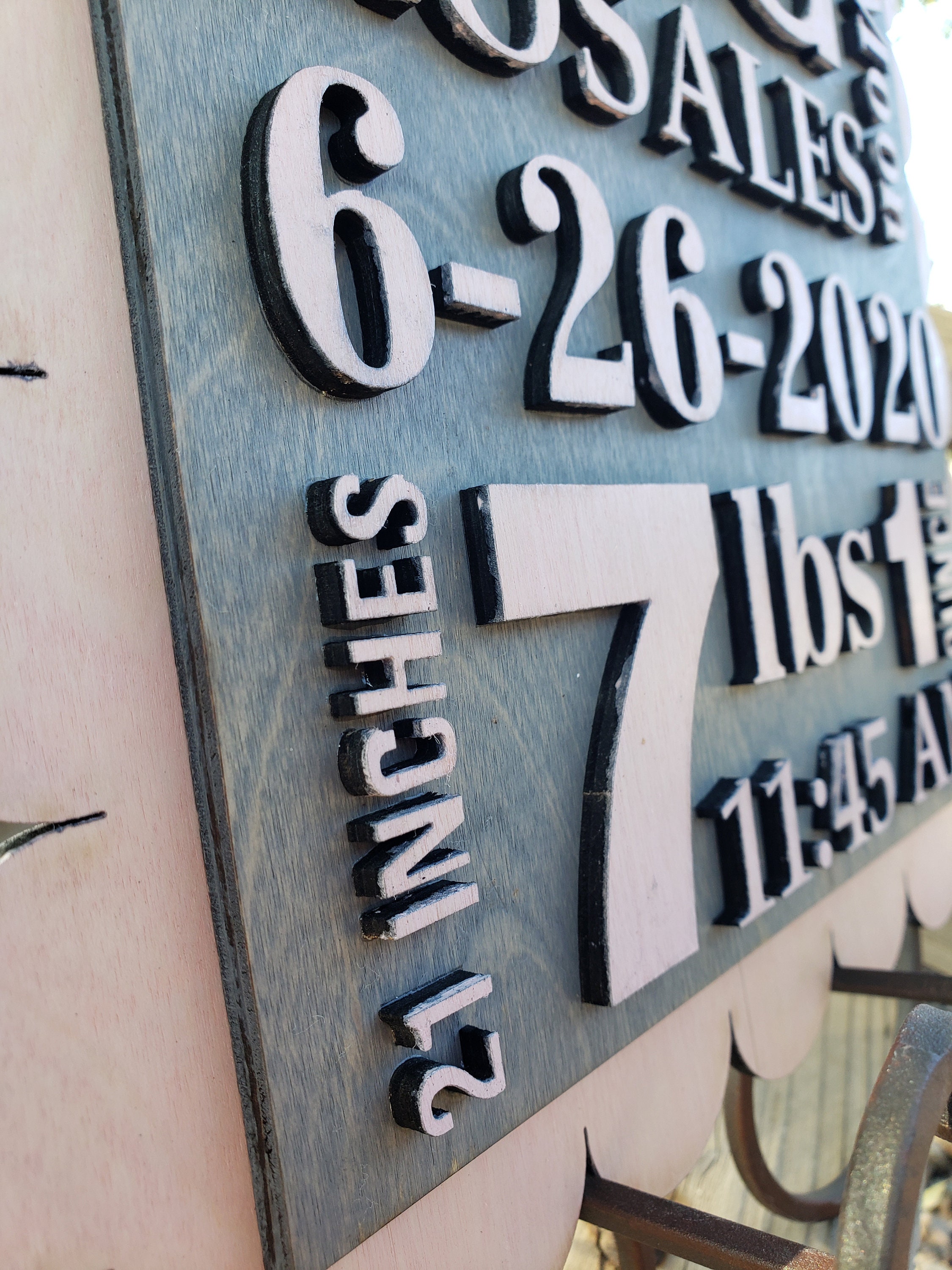 Personalized Layered Baby Stats Sign From Birch, Stained Wooden Sign 12 ...