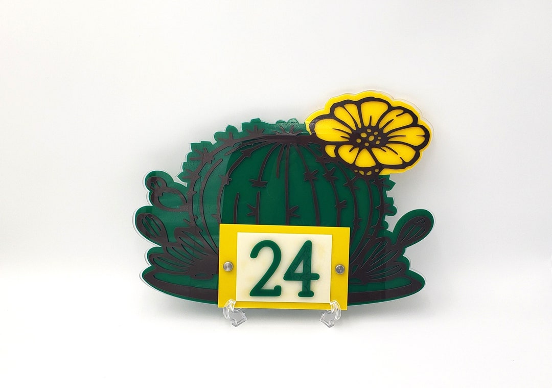 Layered, 3D, Barrel Cactus House Address Sign, Acrylic, Made to Order ...