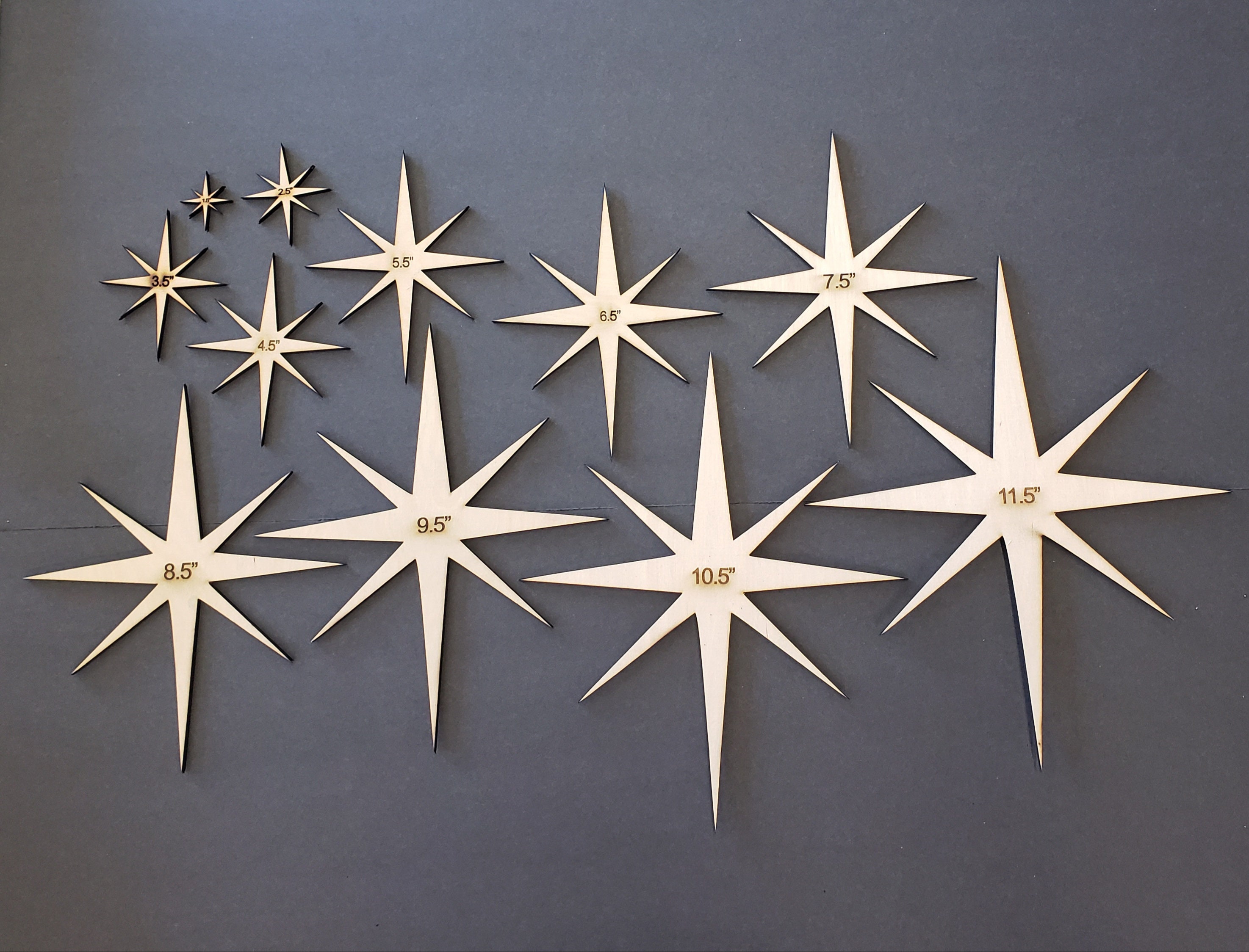 Wood Atomic Starburst 1/4 Birch Cutout Mid Century - Etsy