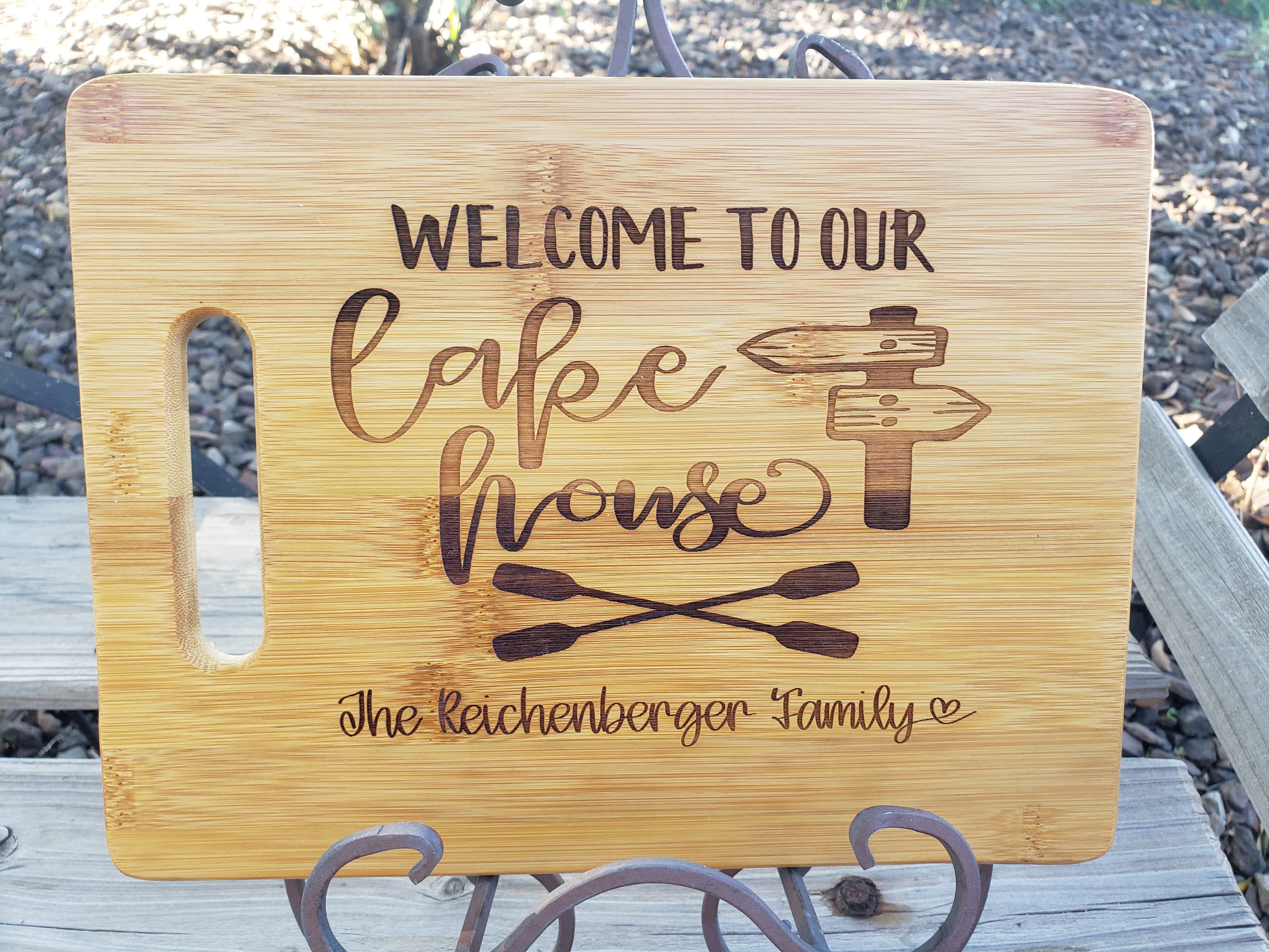 Personalized Lake House Cutting Board Deco, Laser Engraved, Option to ...