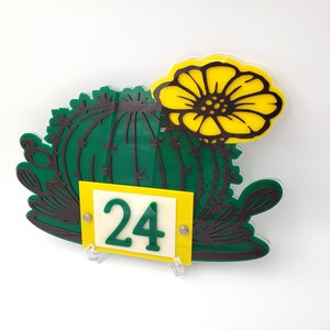 Layered, 3D, Barrel Cactus House Address Sign, Acrylic, Made to Order ...