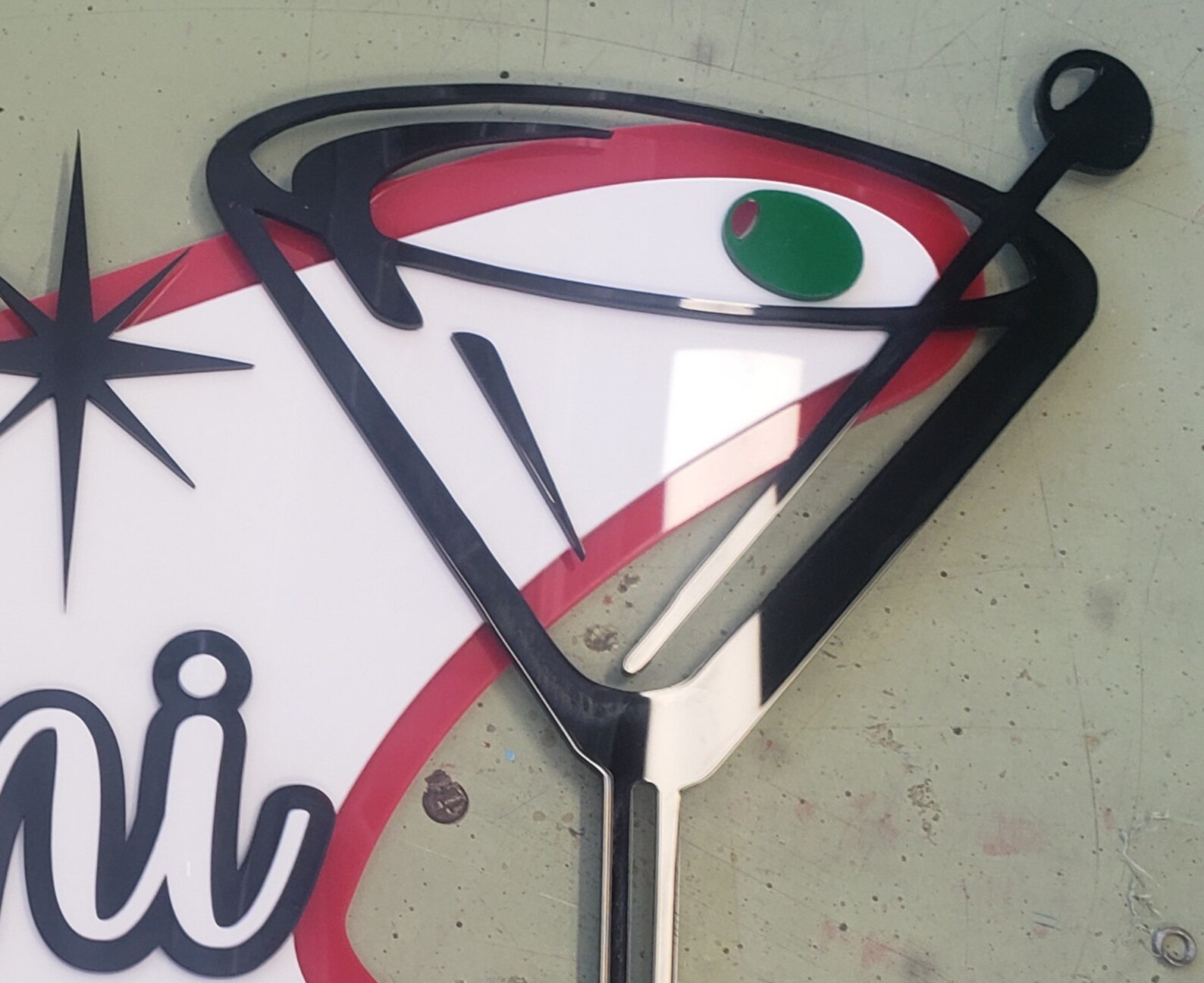 Martini Time, Retro, Mid Century Modern, 3D Layered Acrylic Sign, Bar ...