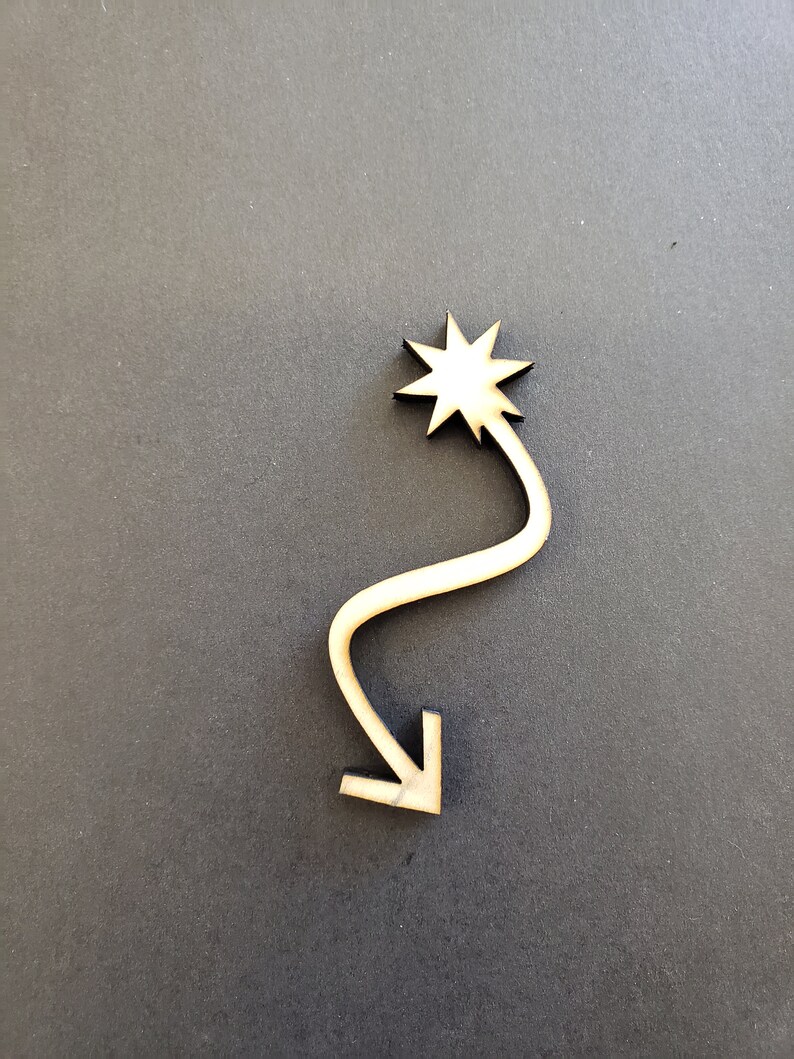 Atomic Starburst on Wavy Arrow, 1/4" Birch Cutout, Mid Century Modern ...