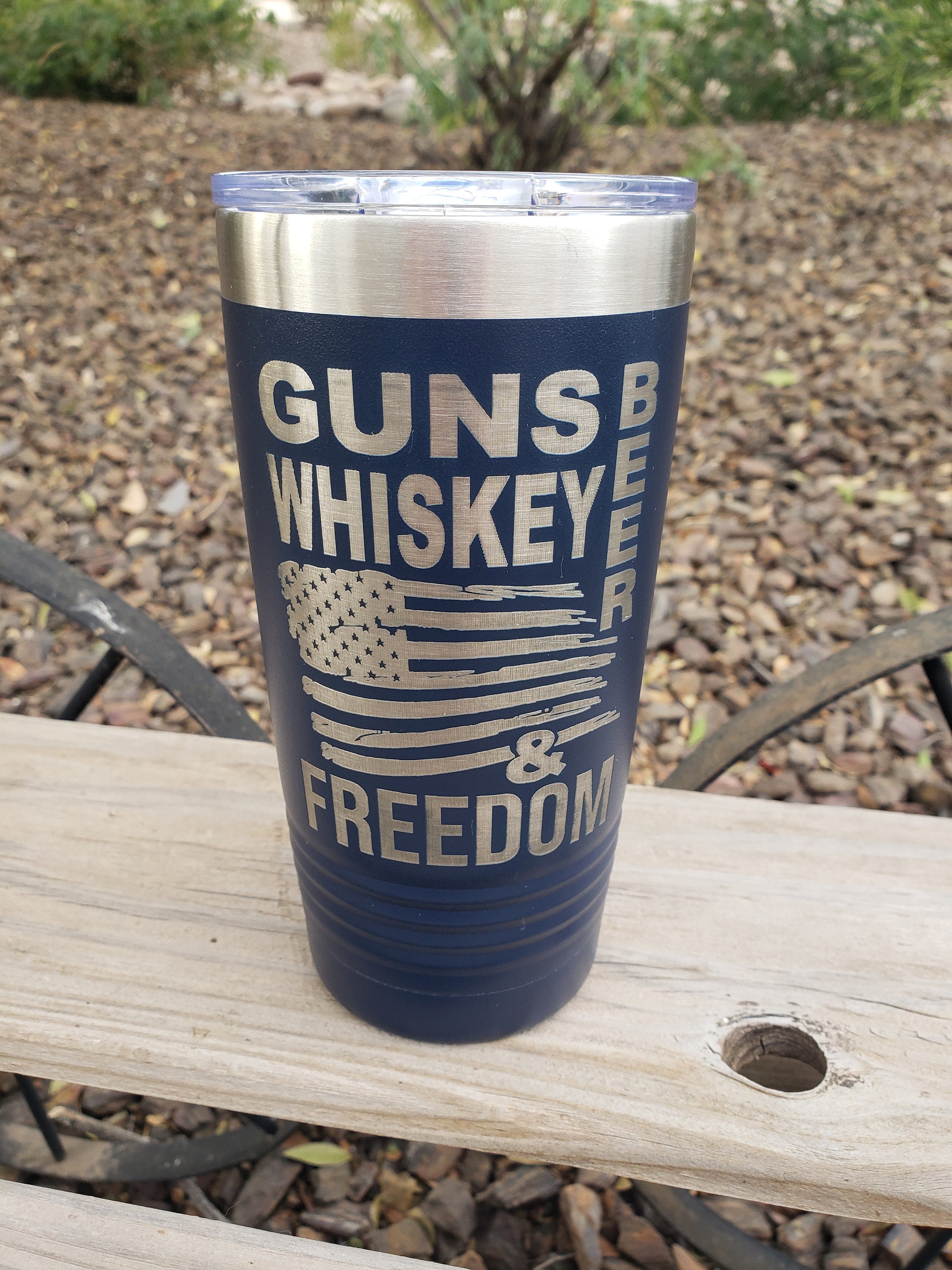 Guns Whiskey Beer & Freedom With Distressed Flage Engraved | Etsy
