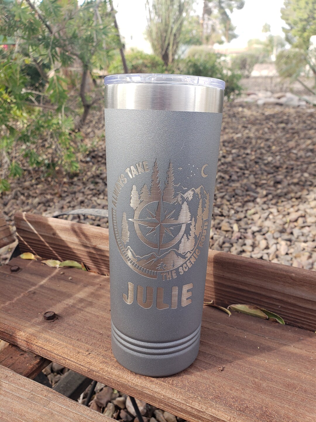 Compass and Pine Trees, Always Take the Scenic Route, Name Included in ...