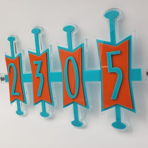 Layered, 3D, Mid Century Modern House Address Sign, Acrylic, Made to ...