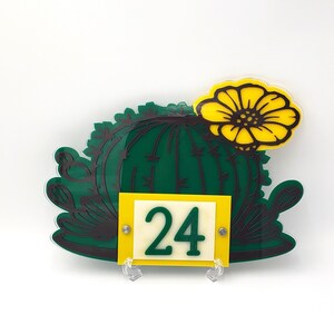 Layered, 3D, Barrel Cactus House Address Sign, Acrylic, Made to Order ...