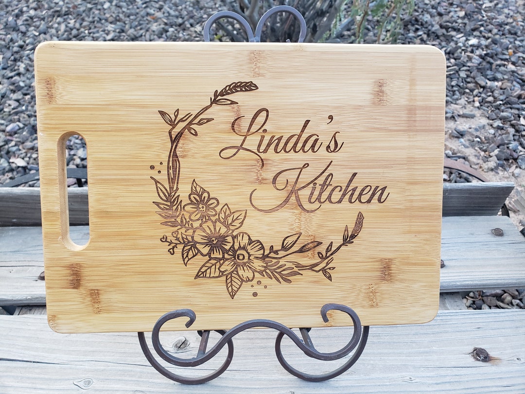 Personalized Cutting Board With Floral Border, Laser Engraved, Option ...