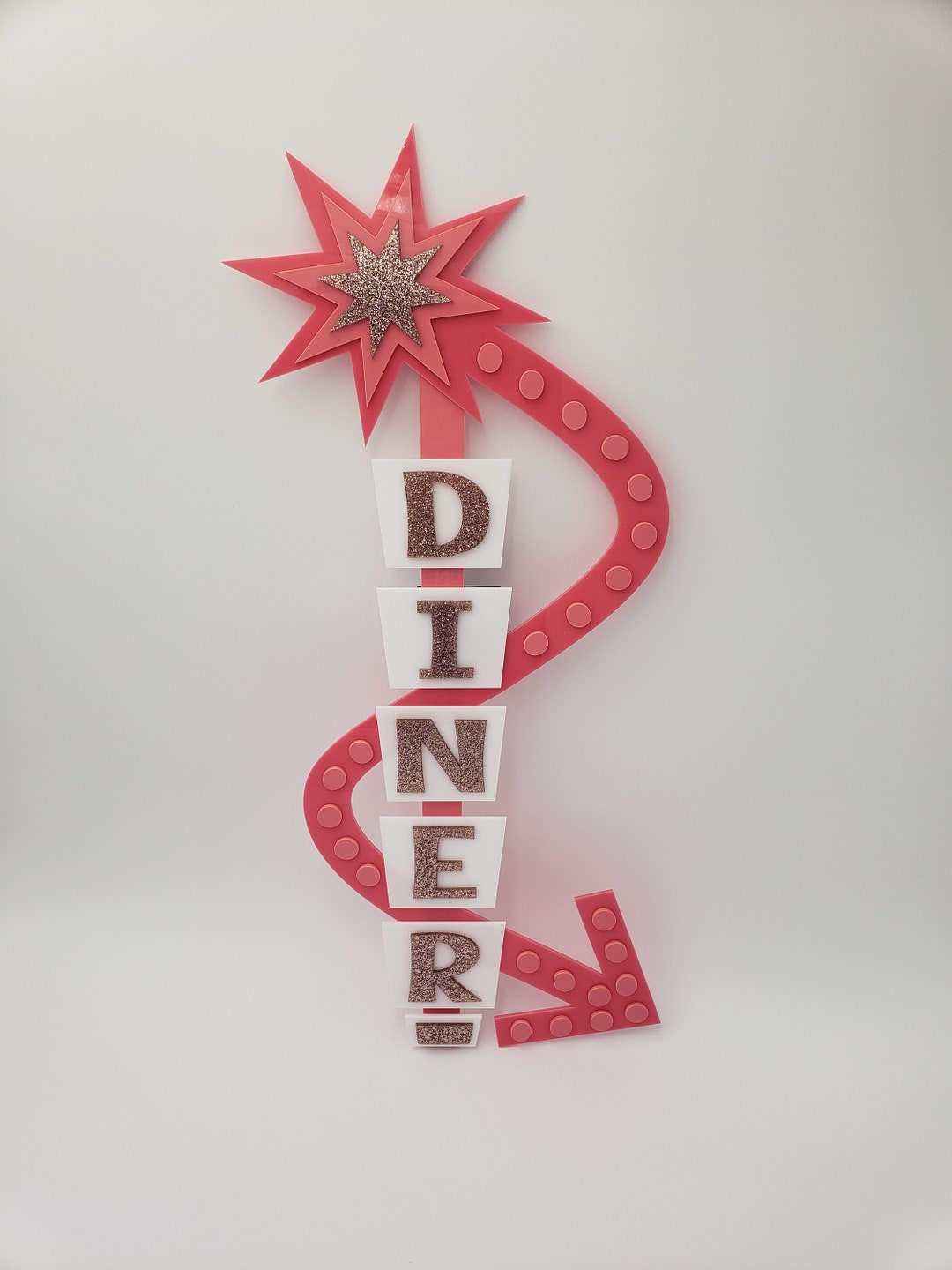 Diner, Retro, Mid Century Modern, 3D Layered Acrylic Sign, Kitchen, Bar ...