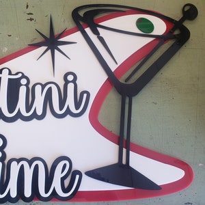 Martini Time, Retro, Mid Century Modern, 3D Layered Acrylic Sign, Bar ...