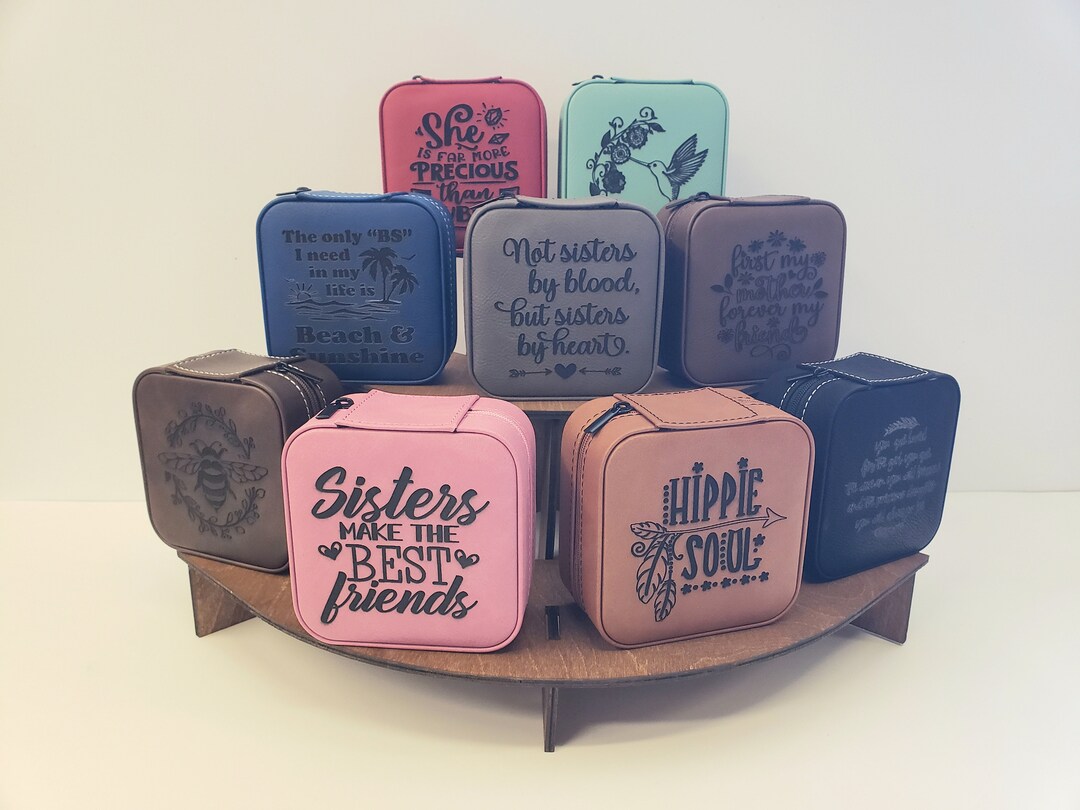4" X 4" Laser Engraved Leatherette Travel Jewelry Box, Mom, Sister ...