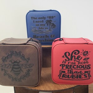 4" X 4" Laser Engraved Leatherette Travel Jewelry Box, Mom, Sister ...