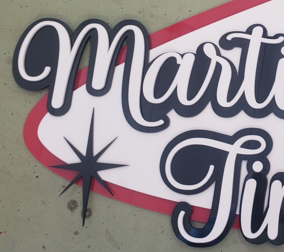 Martini Time, Retro, Mid Century Modern, 3D Layered Acrylic Sign, Bar ...