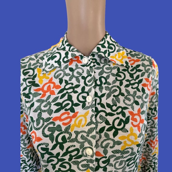 Original 70s patterned dagger collar shirt - Gem