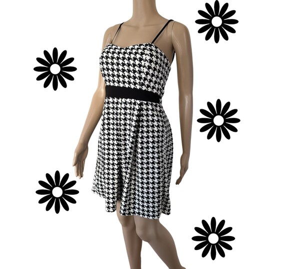 1960s style dogtooth black and white dress - Gem