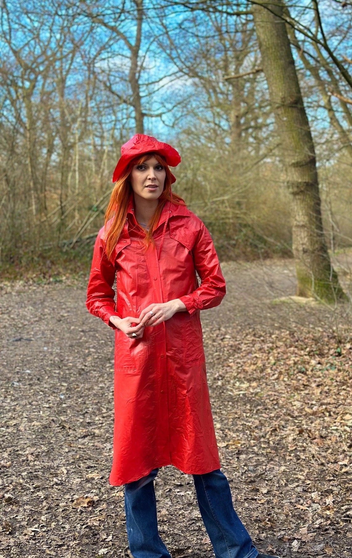Original 1960s Red Raincoat With Matching Hat - Etsy