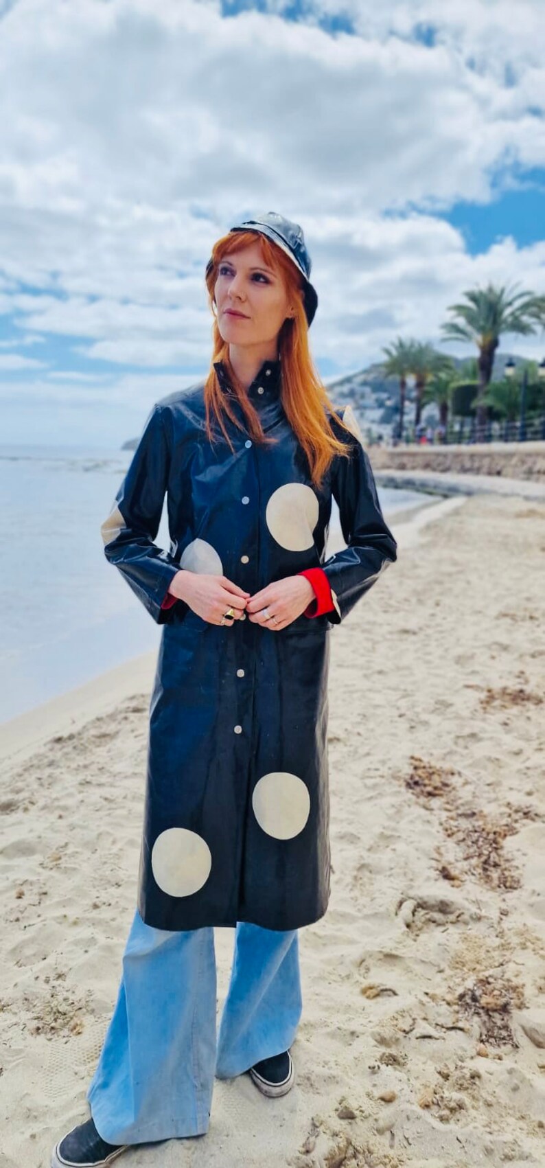 Original 1960s Dark Navy and White Space Age Circle Raincoat - Etsy