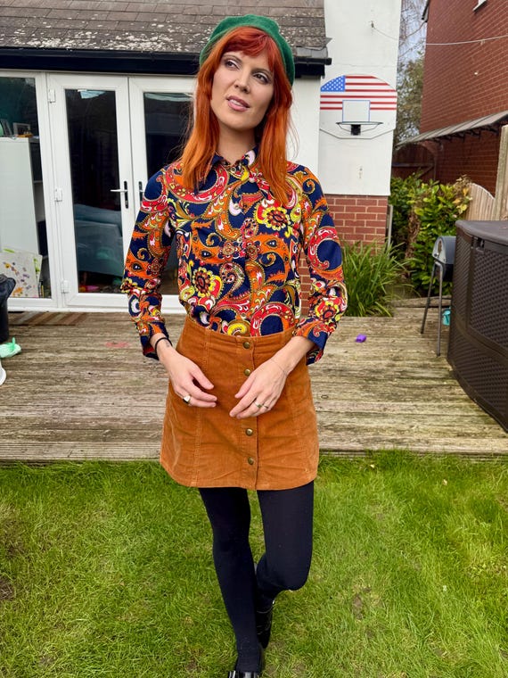 Original 1960s paisley mod shirt with dagger collars - Gem