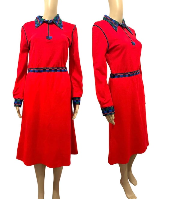 Original 70s red dagger collar dress - Gem