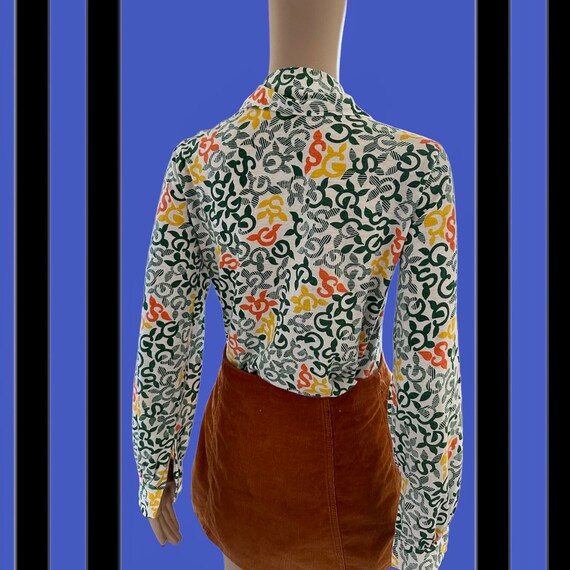 Original 70s patterned dagger collar shirt - Gem