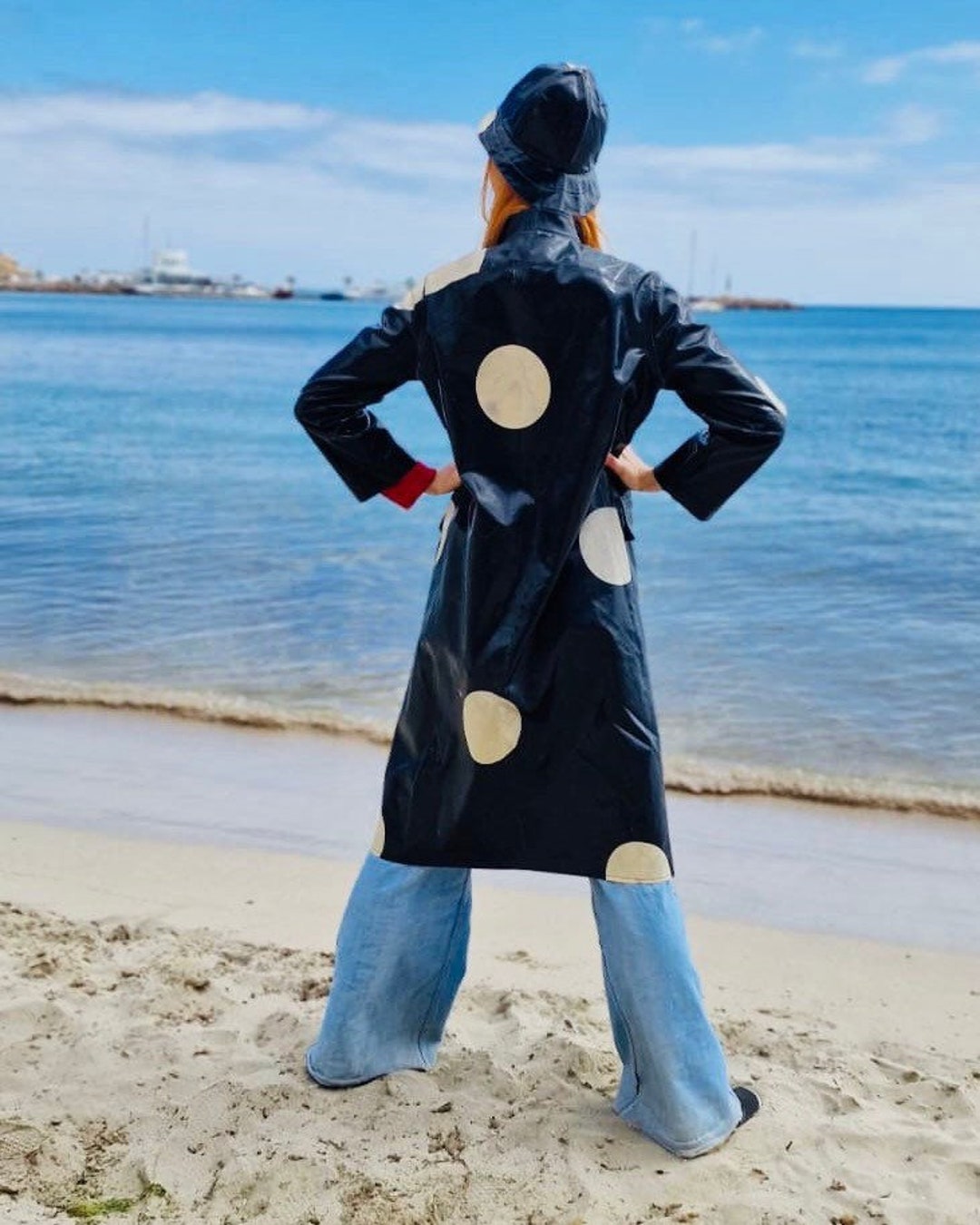 Original 1960s Dark Navy and White Space Age Circle Raincoat - Etsy