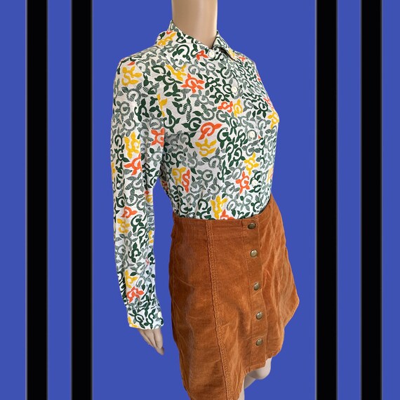 Original 70s patterned dagger collar shirt - Gem