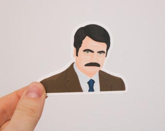 Ron Swanson Waterproof Sticker - Etsy