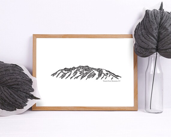 Wasatch front Wasatch Utah art print mountain art | Etsy