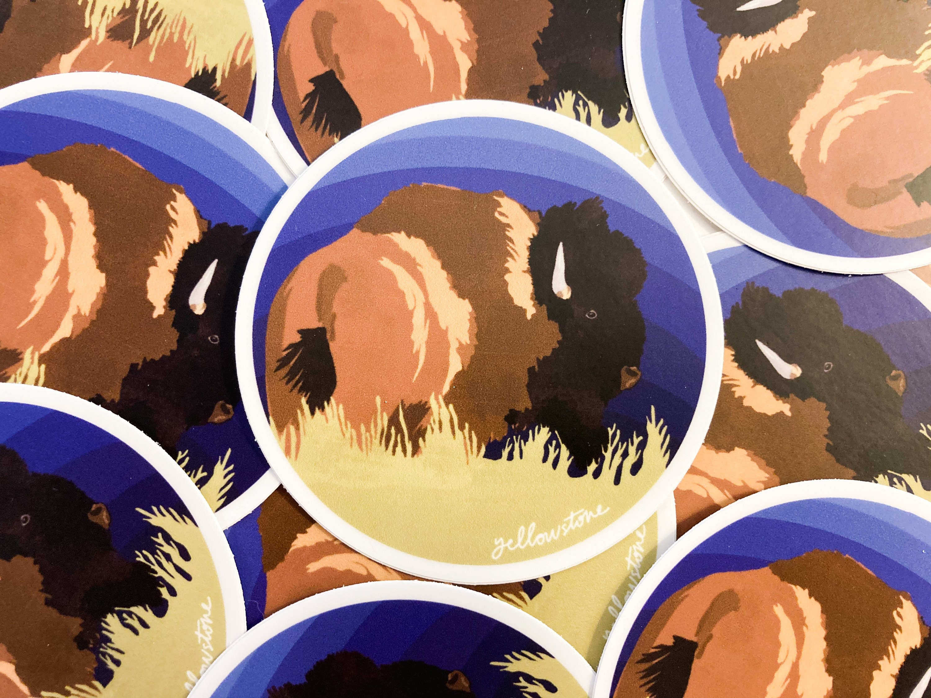 Bison Bison Sticker Circle Sticker Laptop Sticker Vinyl - Etsy UK