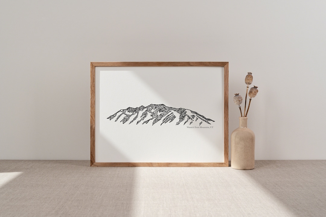 Wasatch Front, Wasatch, Utah, Art Print, Mountain Art, Mountain, Simple ...