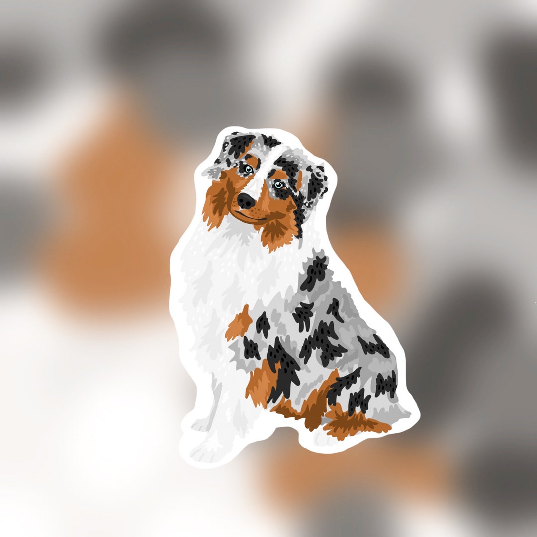 Aussie, Aussie Sticker, Animal Sticker, Gray Merle, Australian Shepherd ...