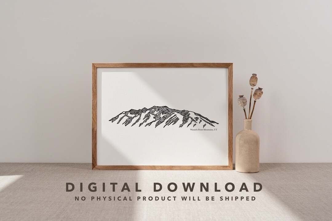 Wasatch Front, Digital Download, Wasatch, Utah, Art Print, Mountain Art ...