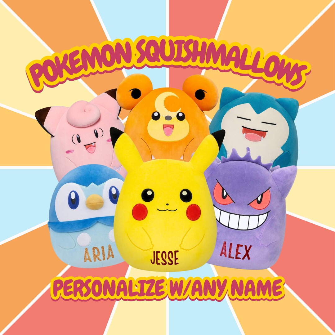 Personalized Pokemon Squishmallows Custom Name Plush, Pikachu, Piplup ...
