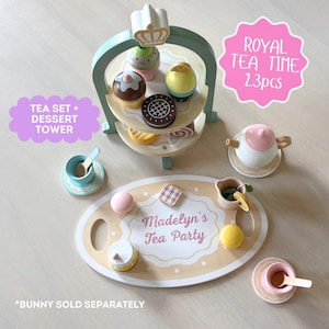 Personalized Wooden Tea Set Toy for Kids, Custom Name Tea Party Set ...