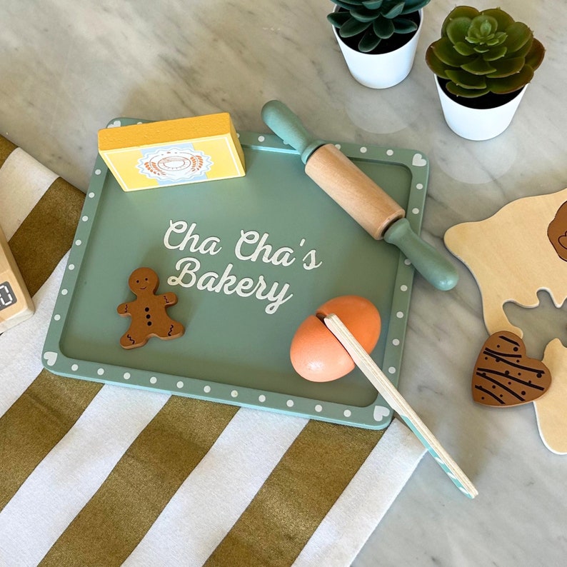 Custom Name Wooden Cookie Bake Set & Stand Mixer Toys for Kids, Play ...